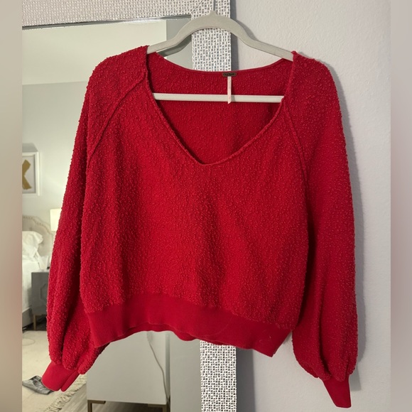 Sweaters | Free People Red Cropped Sweater | Poshmark